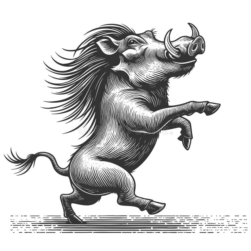 Warthog Dancing Engraving Vector Illustration Stock Vector ...