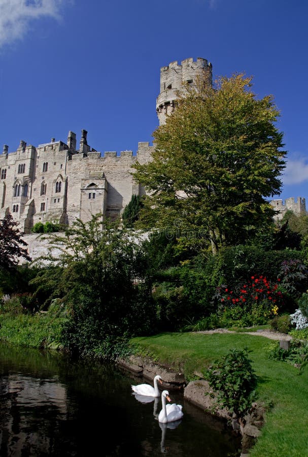 Warwick Castle stock photo. Image of earl, building, lake - 1285434