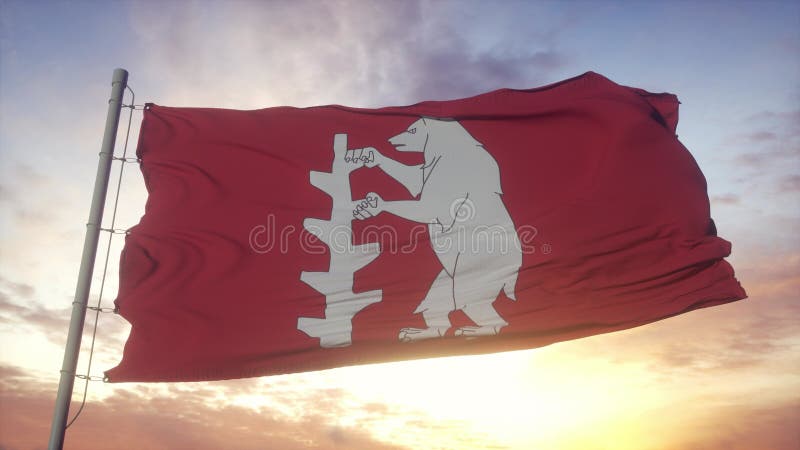 Warwickshire Flag, England, Waving in the Wind, Sky and Sun Background ...