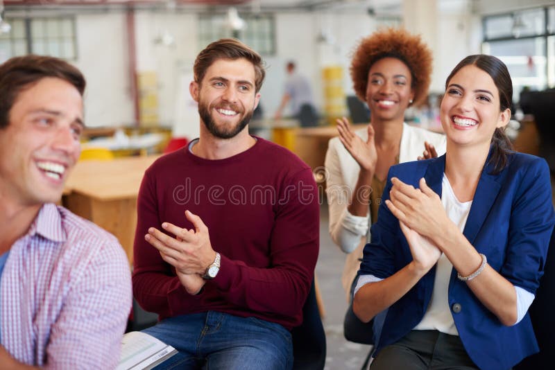 That Was Great. a Group of Colleagues Applauding a Work Presentation ...