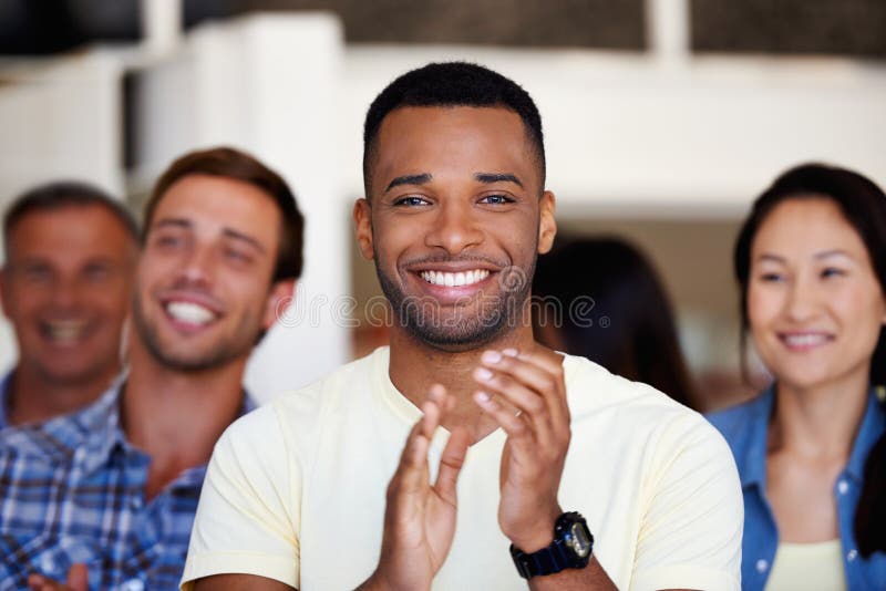 That Was a Great Presentation. Portrait of a Young Man Applauding a ...