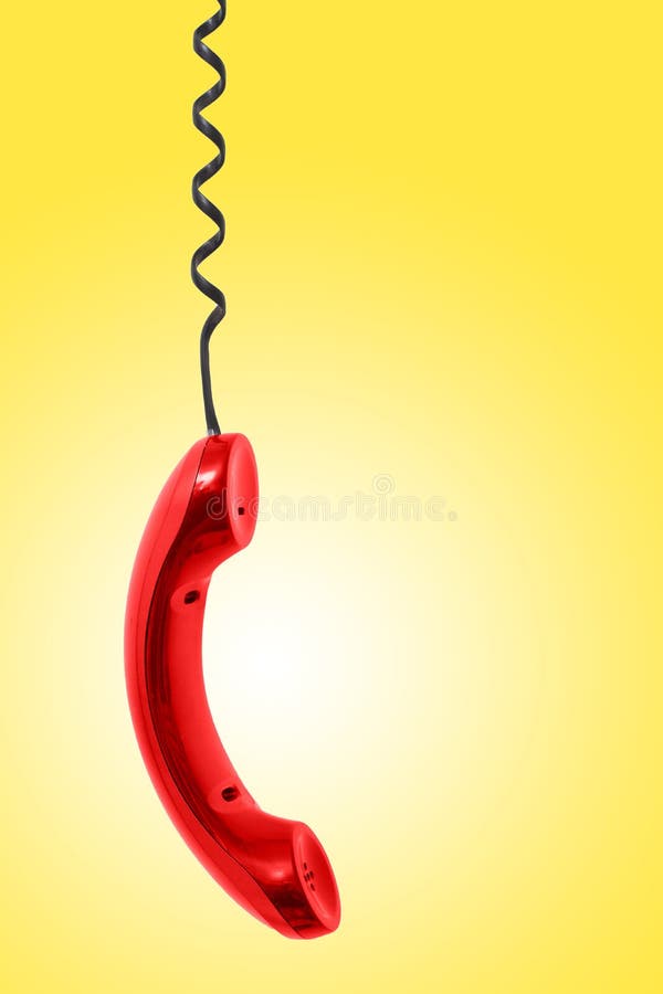 It Was Isolated by Yellow Red Telephone Handset and Spiral Cable Stock ...