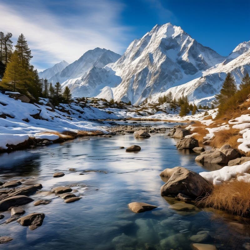 Misty Forest in Winter Snow at Sunset with River Long Exposure ...