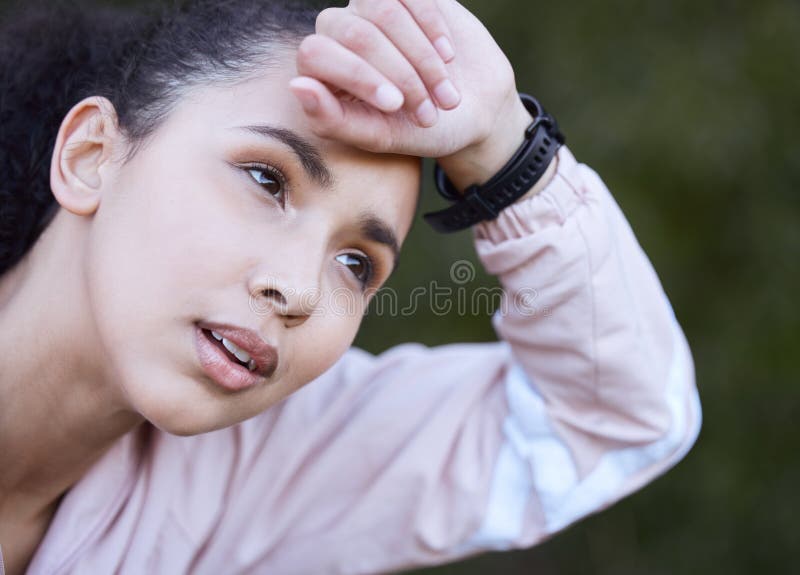 That Was Quite Intense. a Beautiful Young Woman Out for a Run. Stock ...