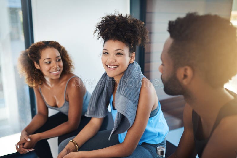 That Was a Satisfying Workout. Three Young Fit Friends Having a Chat ...