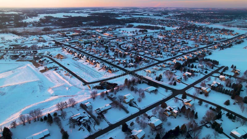 Circular Drone Midwest Housing Development in the Winter Stock Footage ...