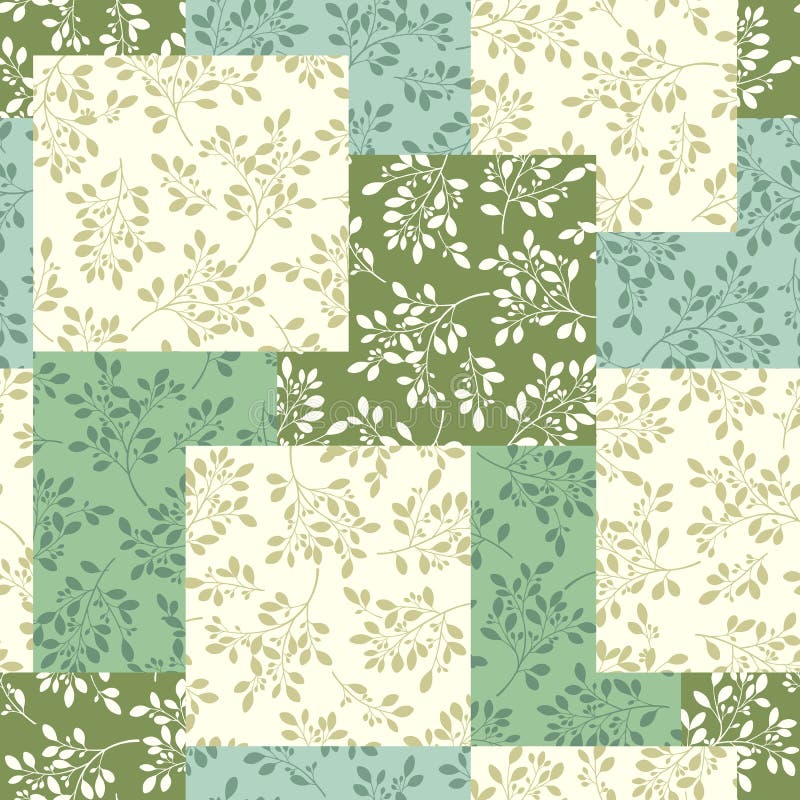 Simple Leaf Patchwork Pattern Stock Illustration - Illustration of leaf ...
