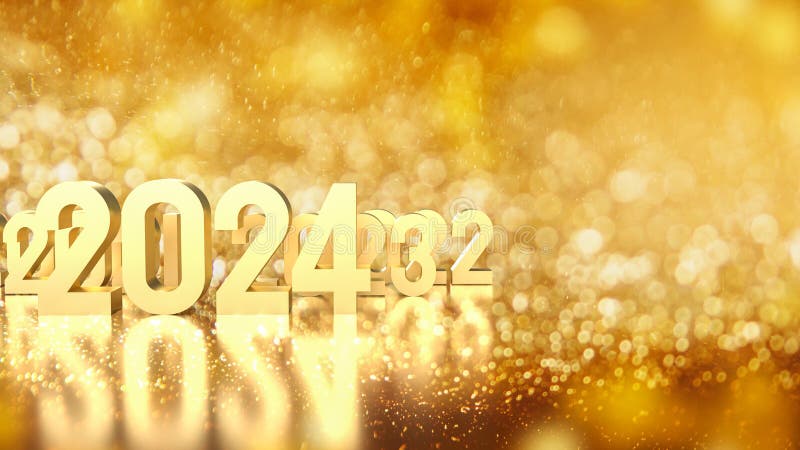 The Gold Number 2024 on Bokeh Background for Year Content 3d Rendering ...