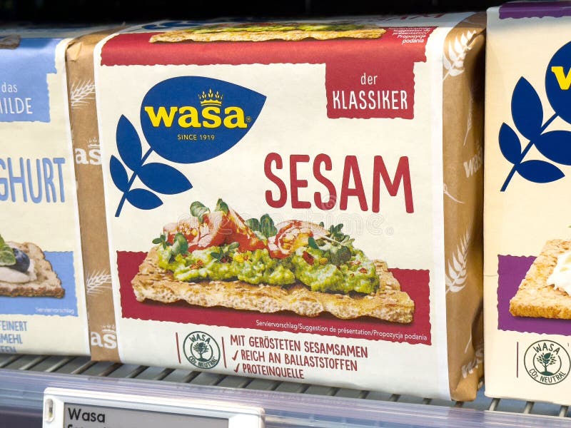 Wasa Sesame Crispbread Packaging on Store Shelf Display Editorial Stock ...