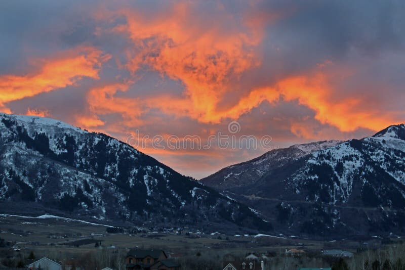 Wasatch Front at sunset stock image. Image of utah, winter - 120339127
