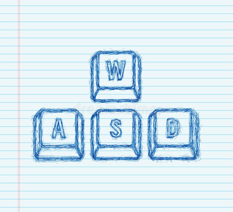 WASD Computer Keyboard Sketch Buttons. Desktop Interface. Web Icon ...