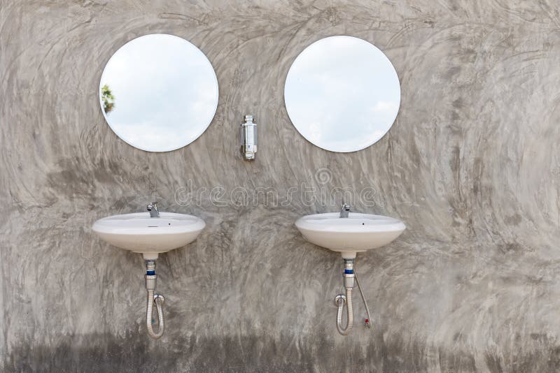 Wash Basin and Mirror on the Wall Modern Stock Image - Image of glass ...