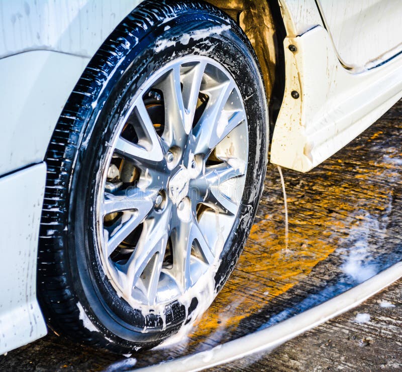 Car Wash Wheels Cleaning stock photo. Image of transportation - 115156822