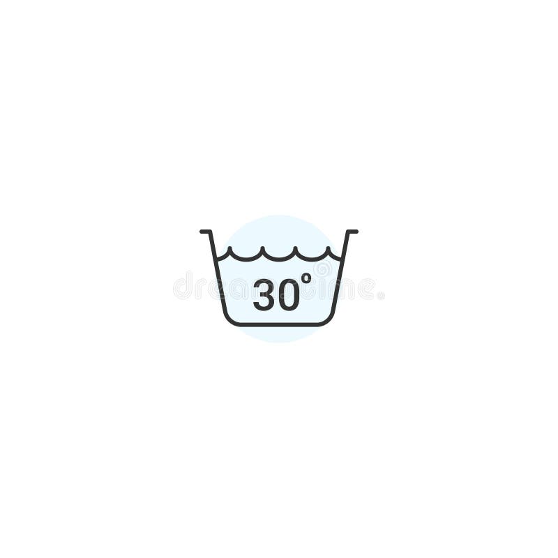 Wash 30 Celsius Line Icon. Wash Machine Water Temperature Stock Vector ...