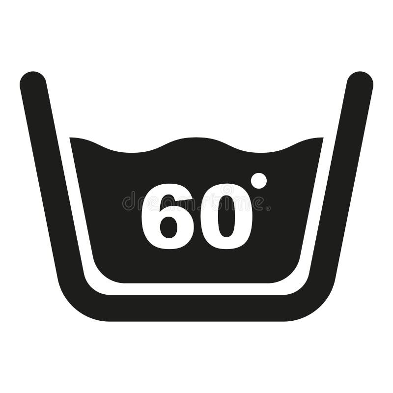 Wash at 60 Degree Icon. Water Temperature Vector Illustration Stock ...