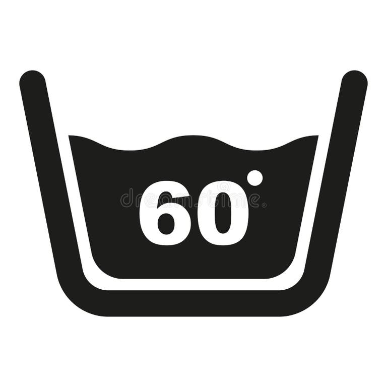 Wash at 60 Degree Icon. Water Temperature Vector Illustration Stock ...