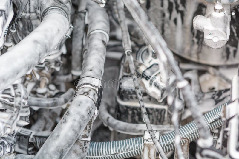 Wash the Engine with Foam. the Engine is in the Foam for Washing the ...