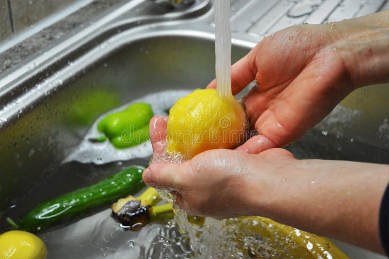Wash Fruit in Clean - Lemon Stock Image - Image of bread, freshness ...