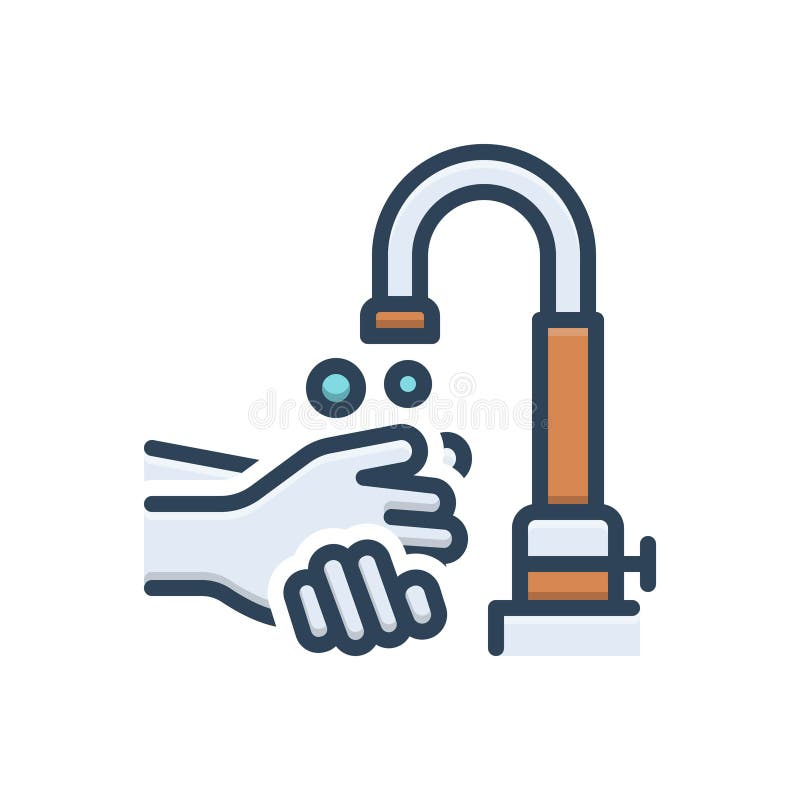 Color Illustration Icon for Wash Hands, Wash Hands and Spigot Stock ...