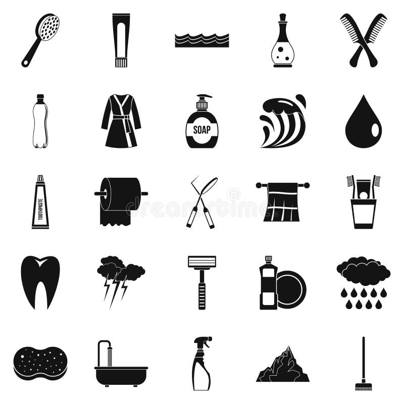 Wash Icons Set, Simple Style Stock Vector - Illustration of cleaner ...
