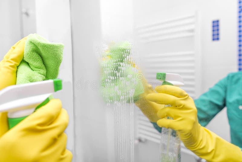 Wash mirror spray. stock photo. Image of household, domestic - 82787242