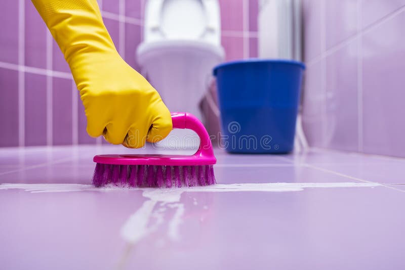 Wash the Tile with a Brush. Stock Photo - Image of clean, human: 82787194