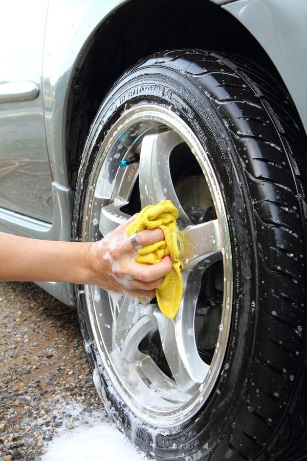 Wash the wheel / car wash stock photo. Image of cleaning - 55212434