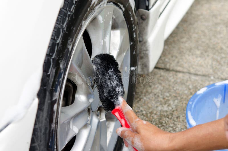 Car Wash Wheels Cleaning stock photo. Image of transportation - 115156822