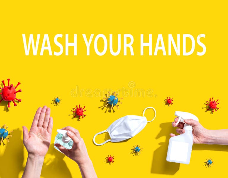 Wash Your Hand Theme with Viral and Hygiene Objects Stock Image - Image ...