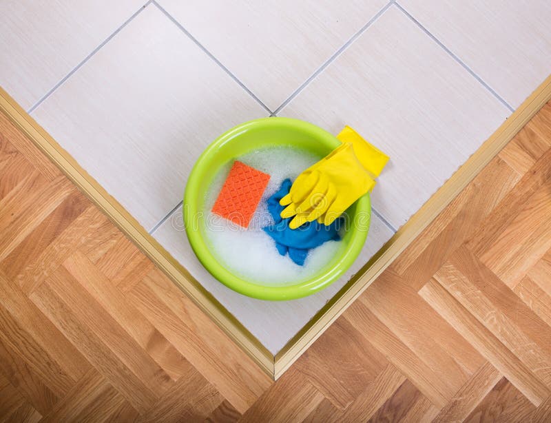 Washbasin with Cleaning Tools on the Floor Stock Photo - Image of ...
