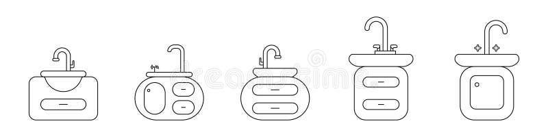 Washbasin Editable Set Vector Linear Icon. the Concept of a Logo of a ... Washbasin Editable Set Vector Linear Icon. the Concept of a Logo of a ...