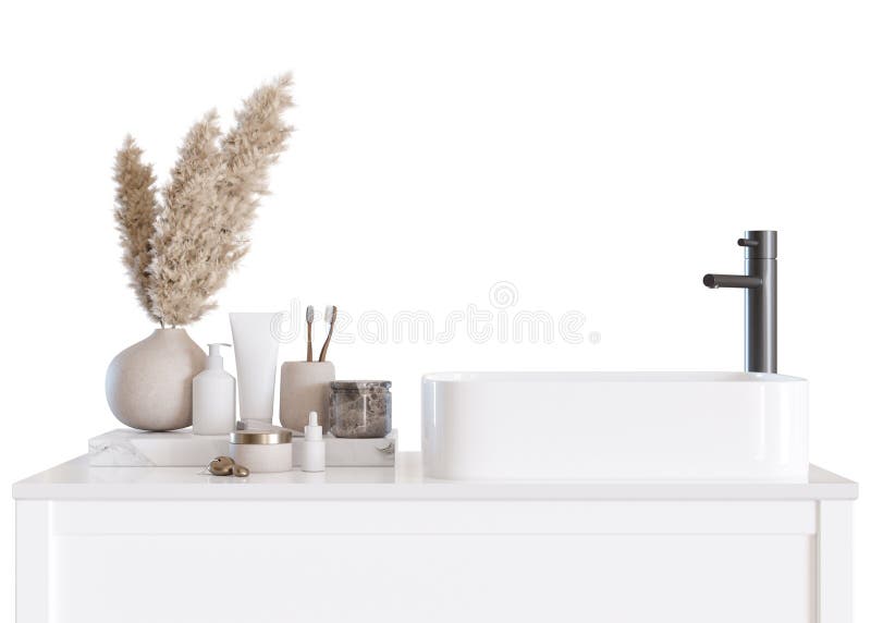Washbasin Mit Faucet and Cabinet Isolated on White Background. Front ... Washbasin Mit Faucet and Cabinet Isolated on White Background. Front ...