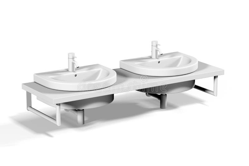 Washbasin Mockup with Tap Isolated on White Stock Illustration ...