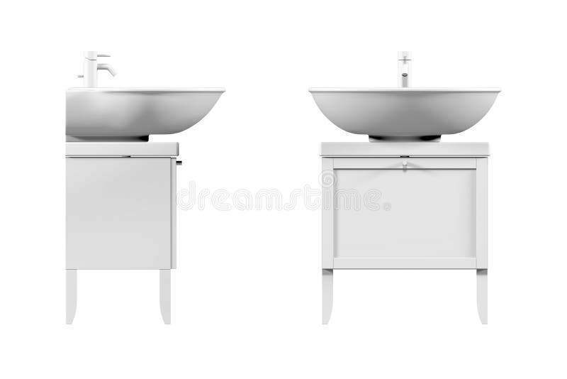 Washbasin Mockup with Tap Isolated on White Stock Illustration ...