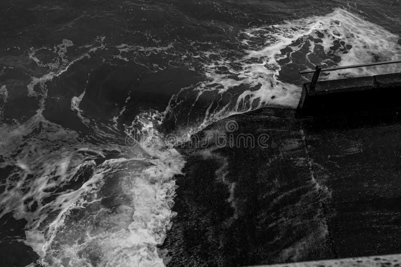 Monochrome beach and sea stock photo. Image of coast - 12215212