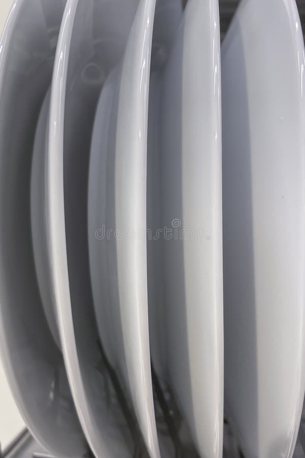 Washed and Clean White Plates in the Kitchen Stock Image - Image of ...