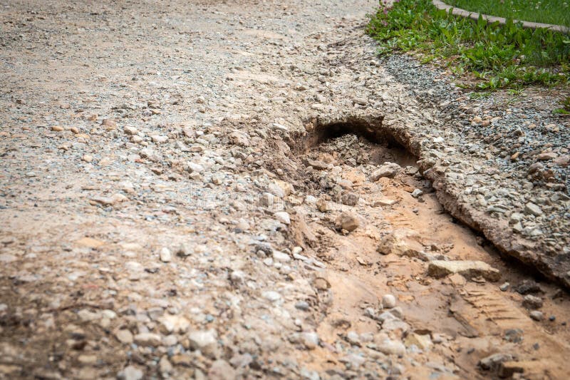 Washed Out and Worn Road, Deterioration of Infrastructure Stock Image ...