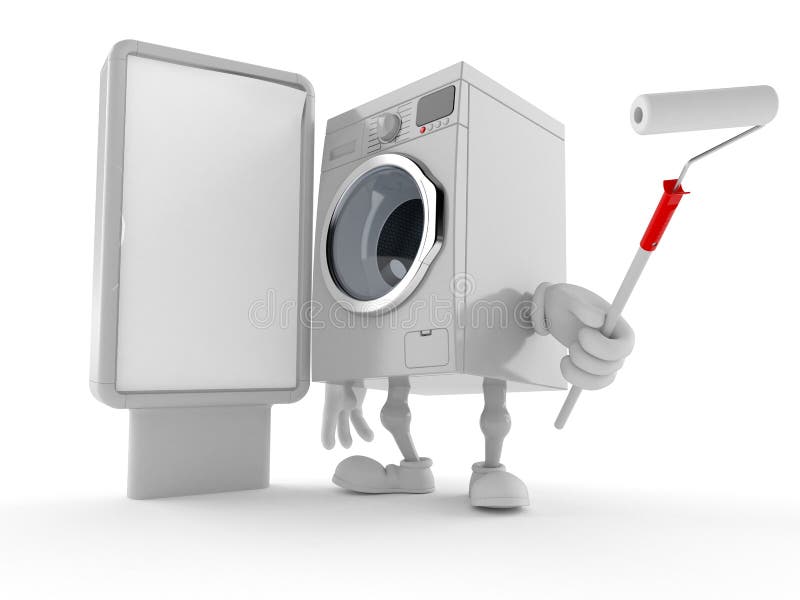 Washer Character with Blank Billboard Stock Illustration - Illustration ...