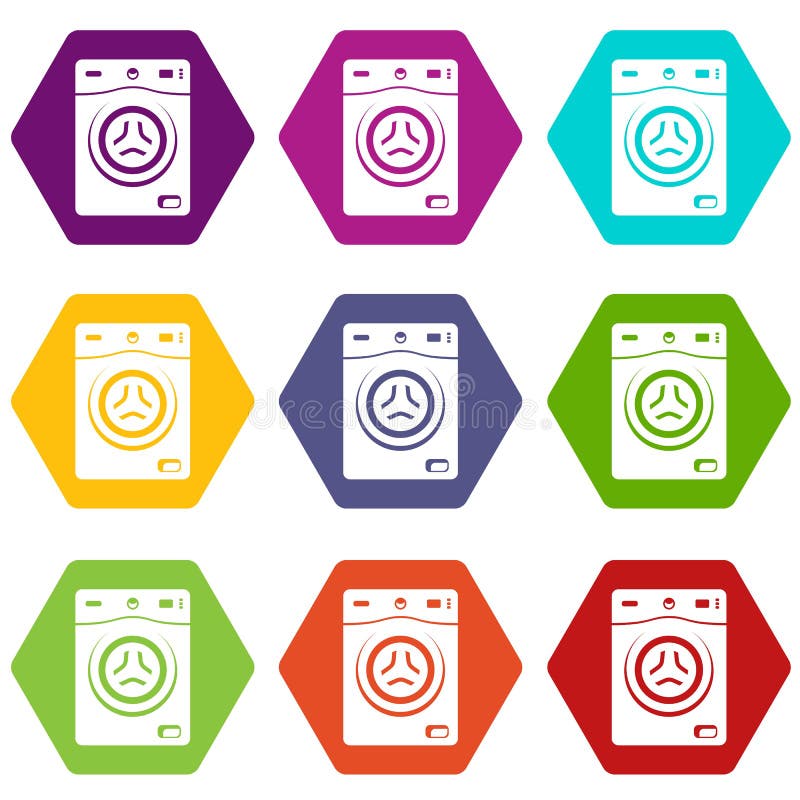 Washer icons set 9 vector stock vector. Illustration of button - 114029782