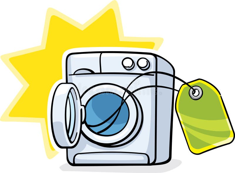Washer Machine with Green Tag Stock Vector - Illustration of front ...