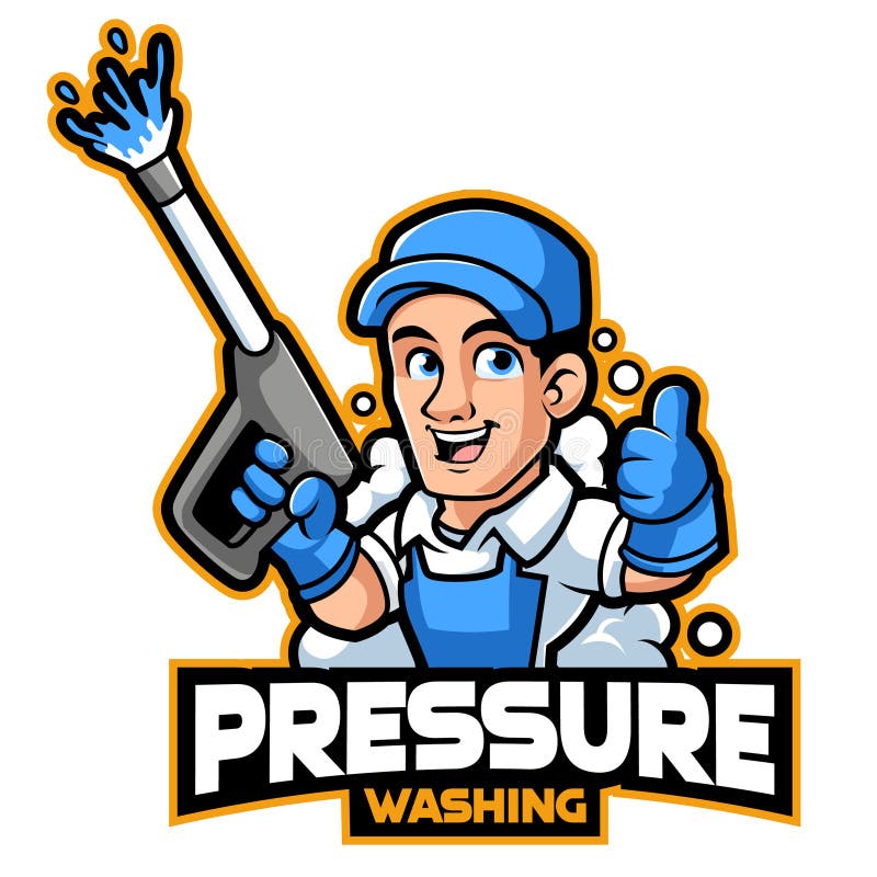 Washer Pressure Worker Mascot Character Stock Vector - Illustration of ...