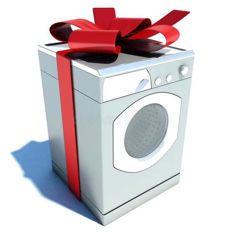 Washer and red tape. gift stock illustration. Illustration of machine ...