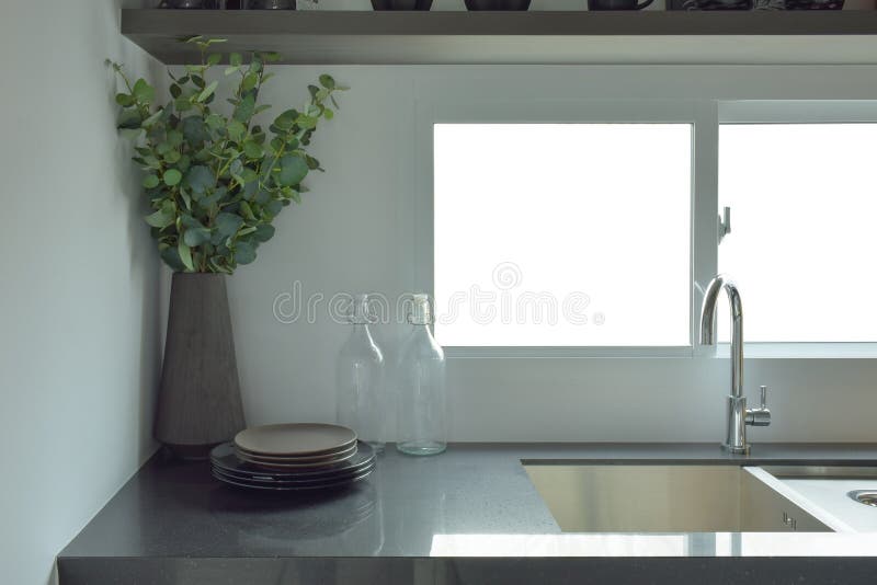 Washing Area in the Kitchen Stock Image - Image of faucet, sink: 96497821
