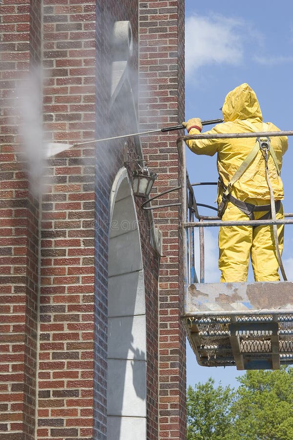 Washing the brick stock photo. Image of house, cement, equipment - 118058