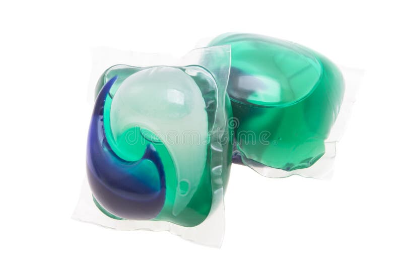 Washing Gel Capsule Isolated on White Background Stock Photo - Image of ...