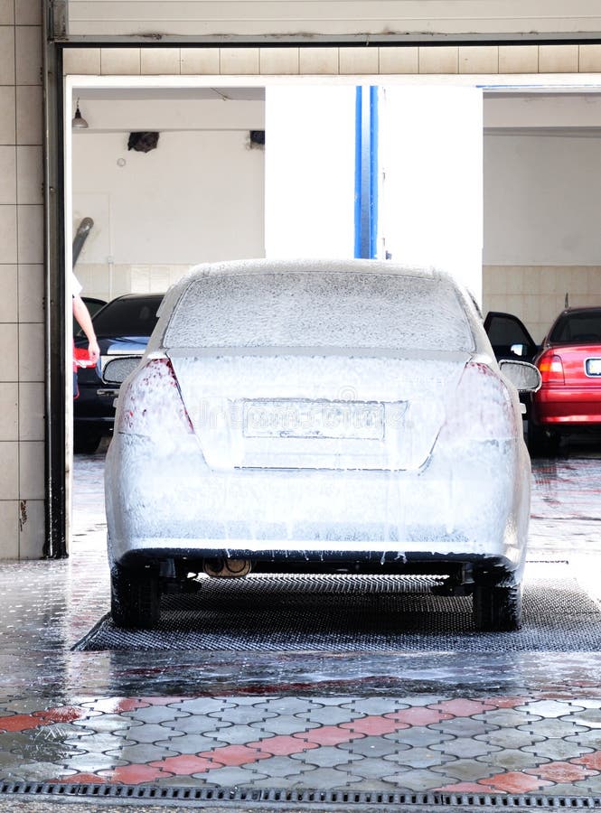 Washing Car at Car-wash Service Stock Photo - Image of water, blue ...