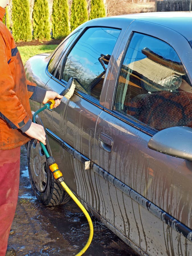 Washing car outdoor stock image. Image of ground, brush - 22659369