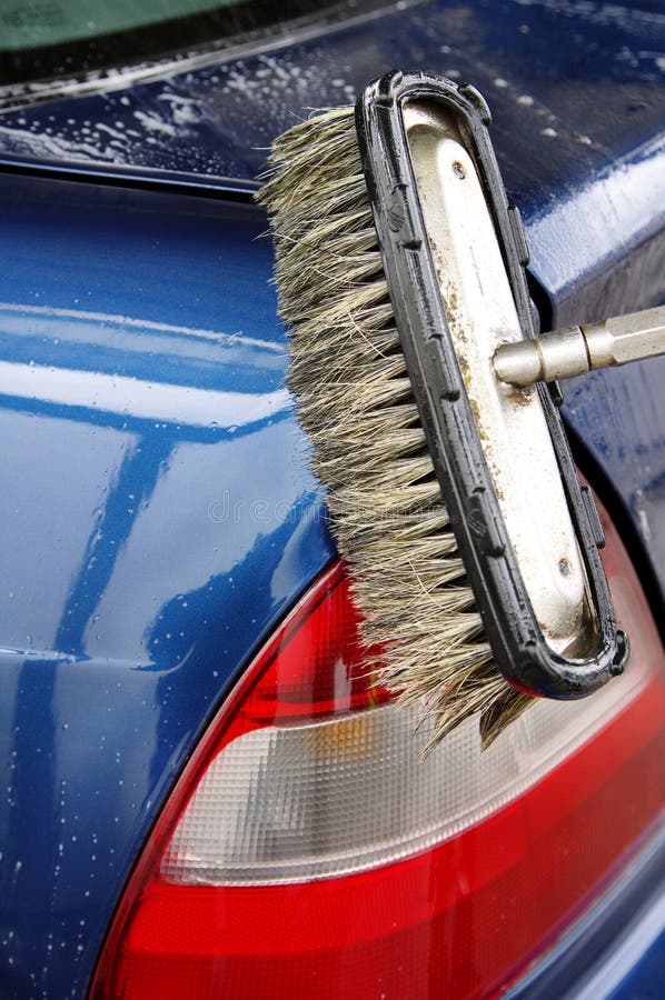 Washing Car with Scrub Brush Stock Photo - Image of clean, wash: 19341788