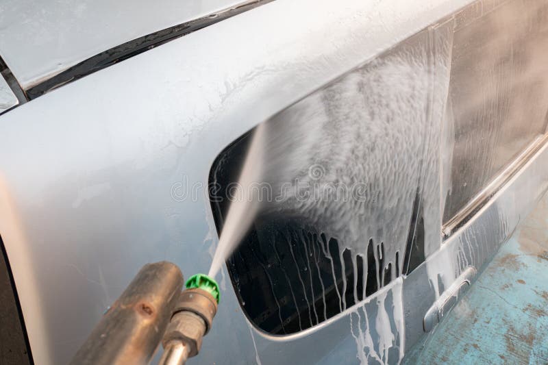 Washing a Car with Soapy Water Horizontal Composition Stock Photo ...