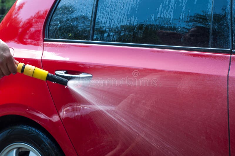 Washing the Car with Whater, Outside Stock Image - Image of working ...